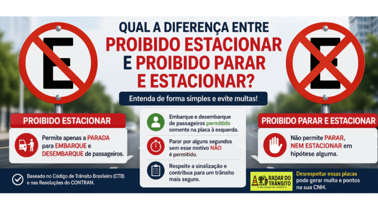Principal diferença entre “Proibido Estacionar” e “Proibido Parar e ...